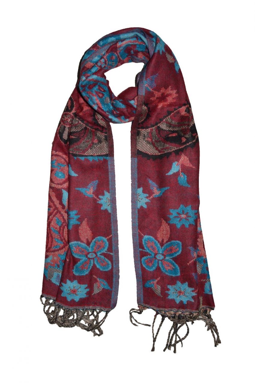 Acrylic Red and Turquoise Reversible Scarf | Rayz International