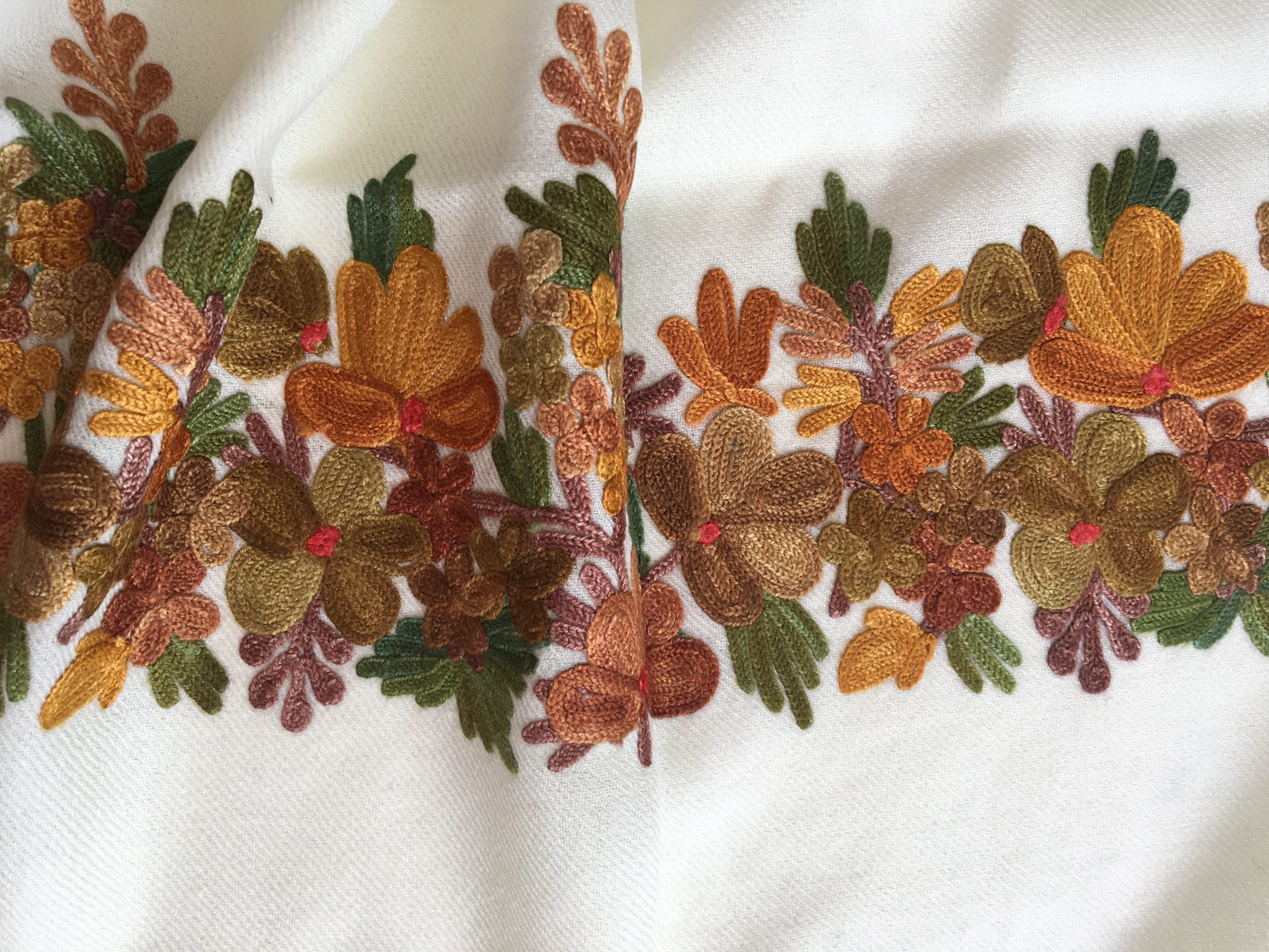 Fall Leaves Embroidered Wool Wrap | Rayz International