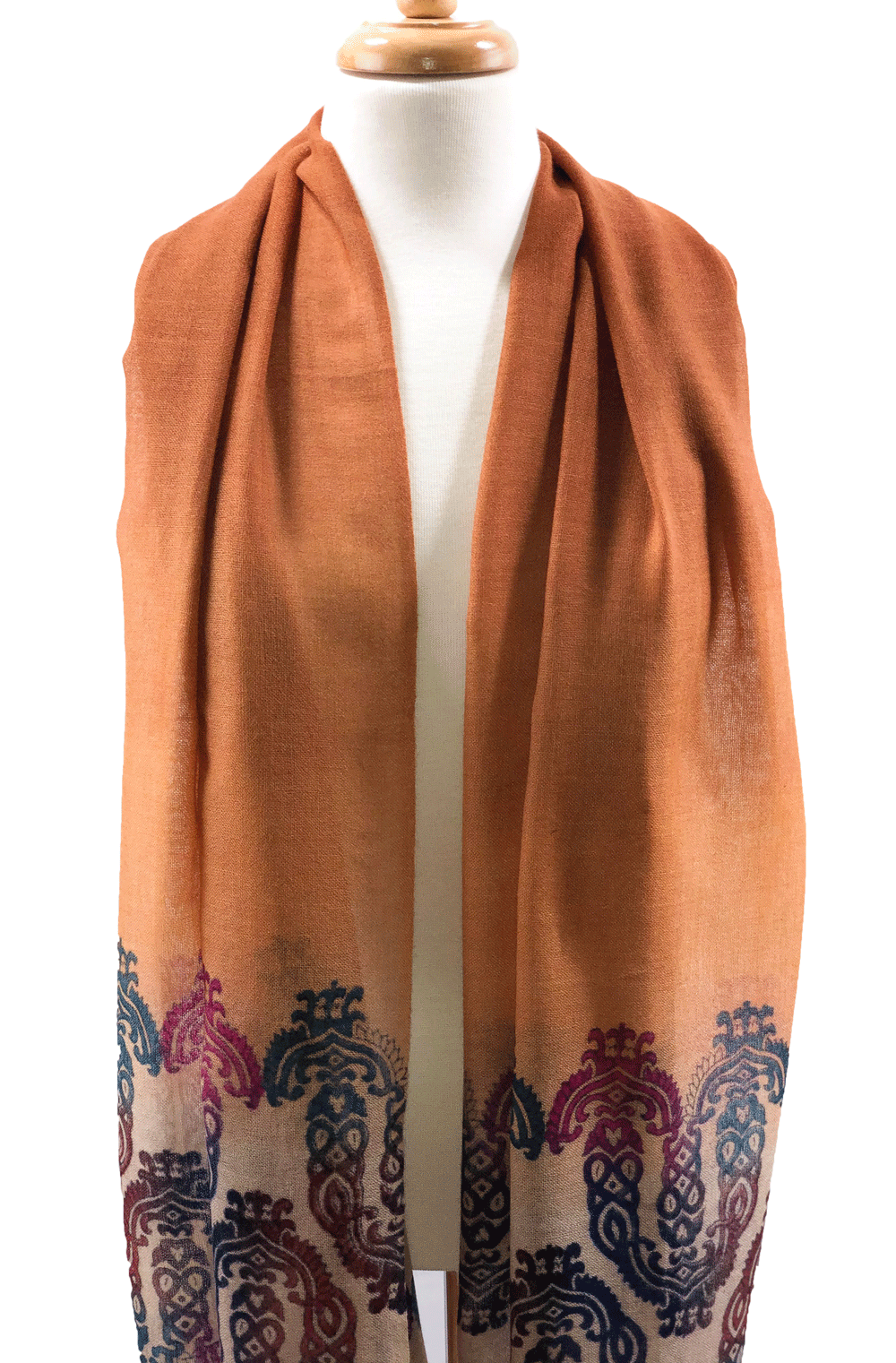 Hand Printed Rust Screen Print Scarf | Rayz International