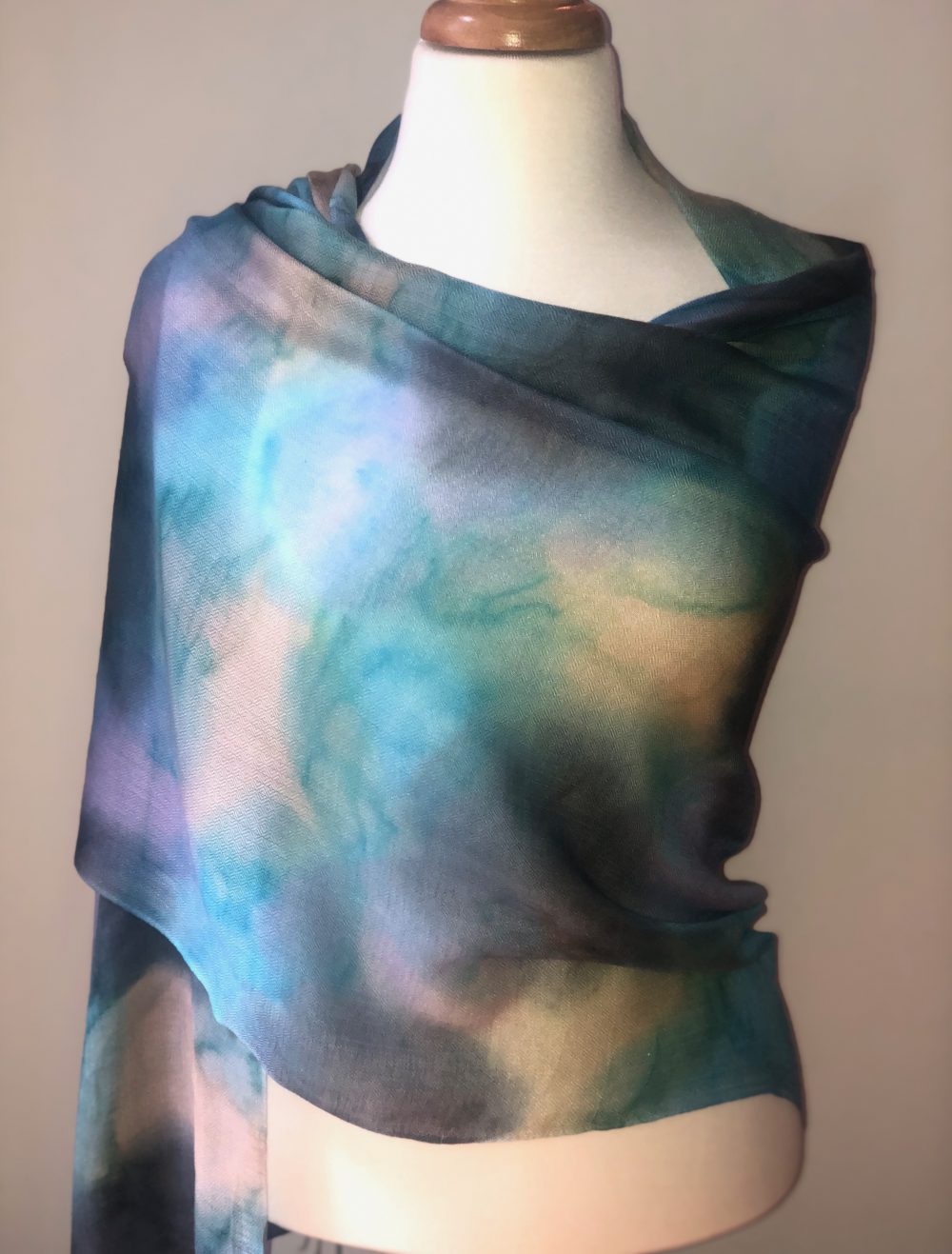 Blue Modal Silk Hand Painted Watercolor Scarf | Rayz International